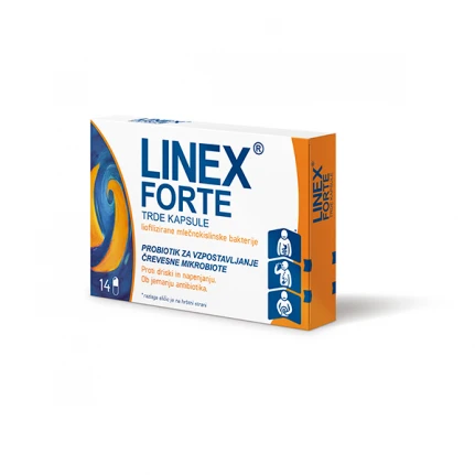 Linex forte, 14 trdih kapsul - Prebava in presnova - Gorenjske lekarne