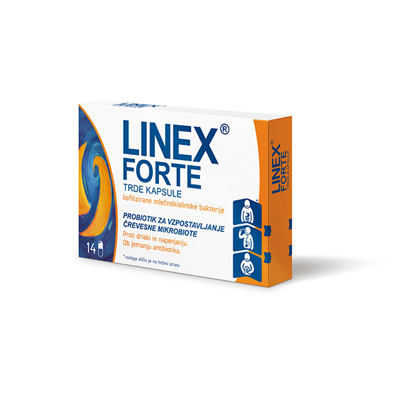 Linex forte, 14 trdih kapsul - Prebava in presnova - Gorenjske lekarne