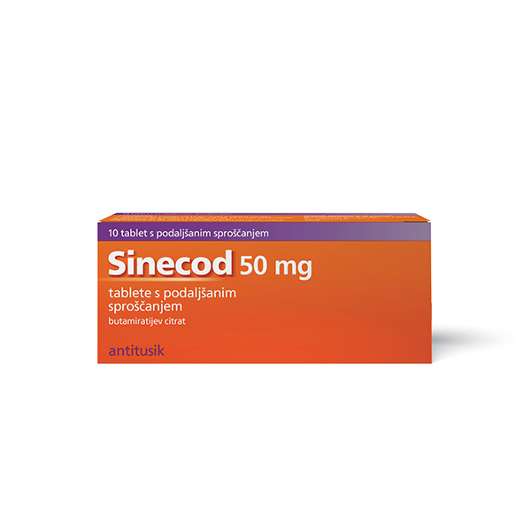 Sinecod 50 mg, 10 filmsko obloženih tablet - Dihala - Gorenjske lekarne